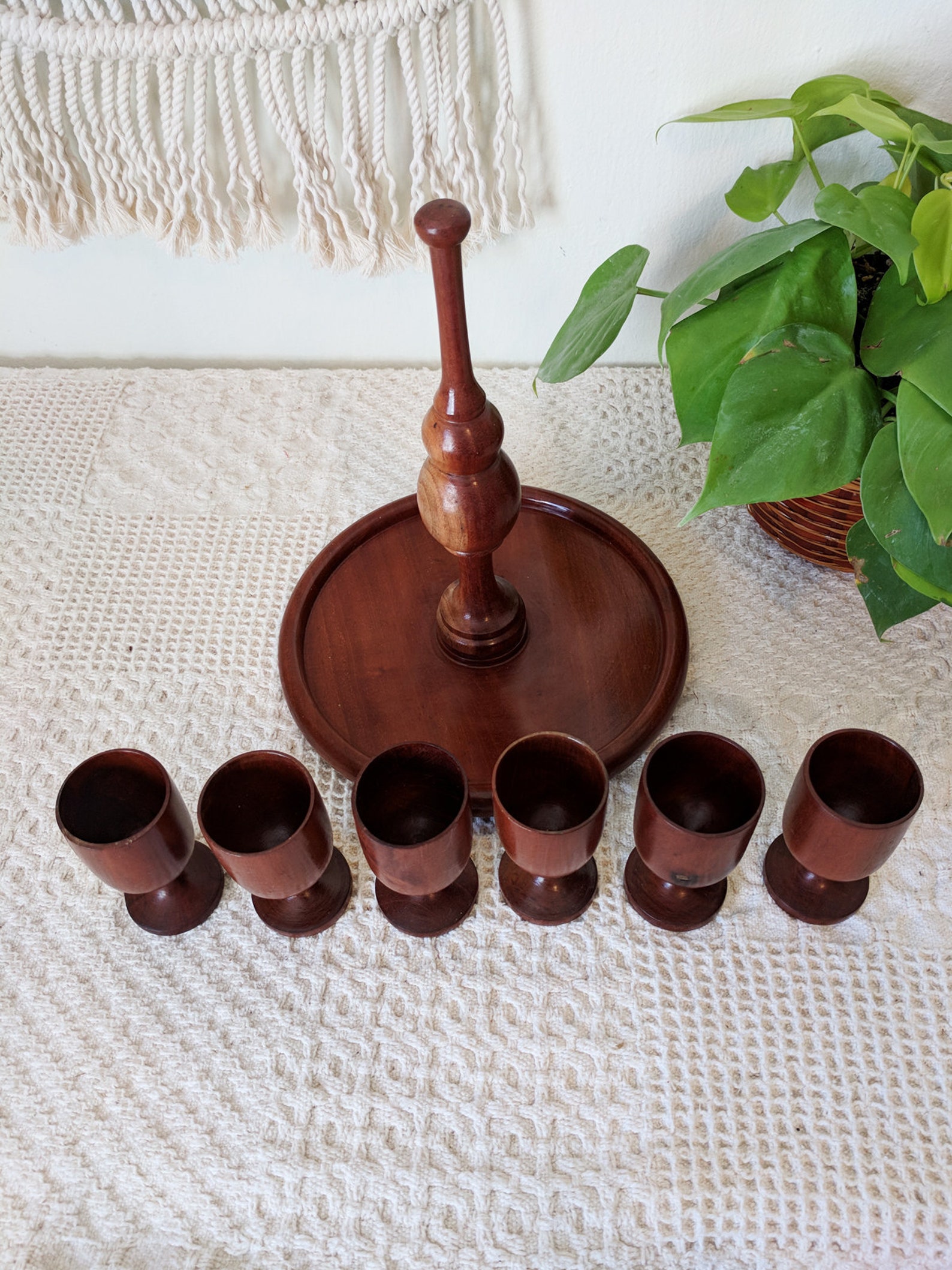 Wood Goblets Vintage Digestif Set Vintage Bar Cart Apéritif | Etsy