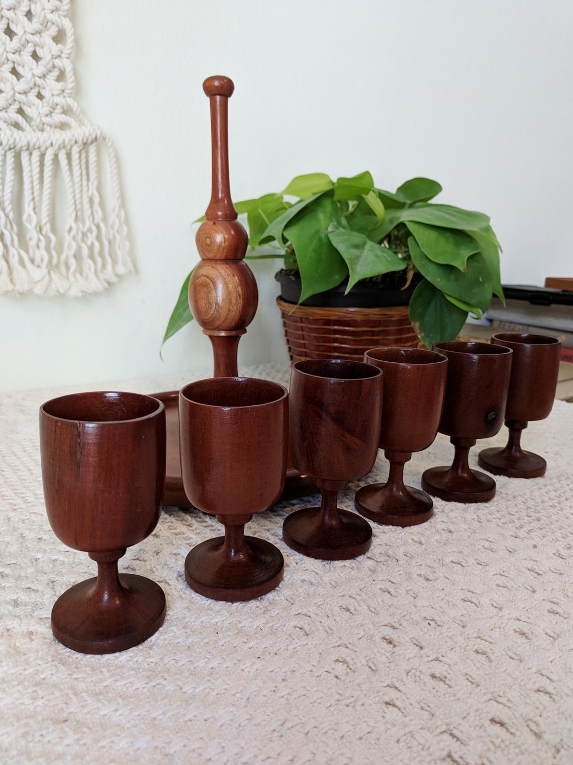 Wood Goblets Vintage Digestif Set Vintage Bar Cart Apéritif | Etsy