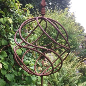 Ball on Post Rusty Metal Garden Sculpture Openwork Orb 1.6 Metres/64 H ...