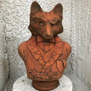Fox Garden Ornament Bust Frost Proof Stone Statue Original Design lord ...