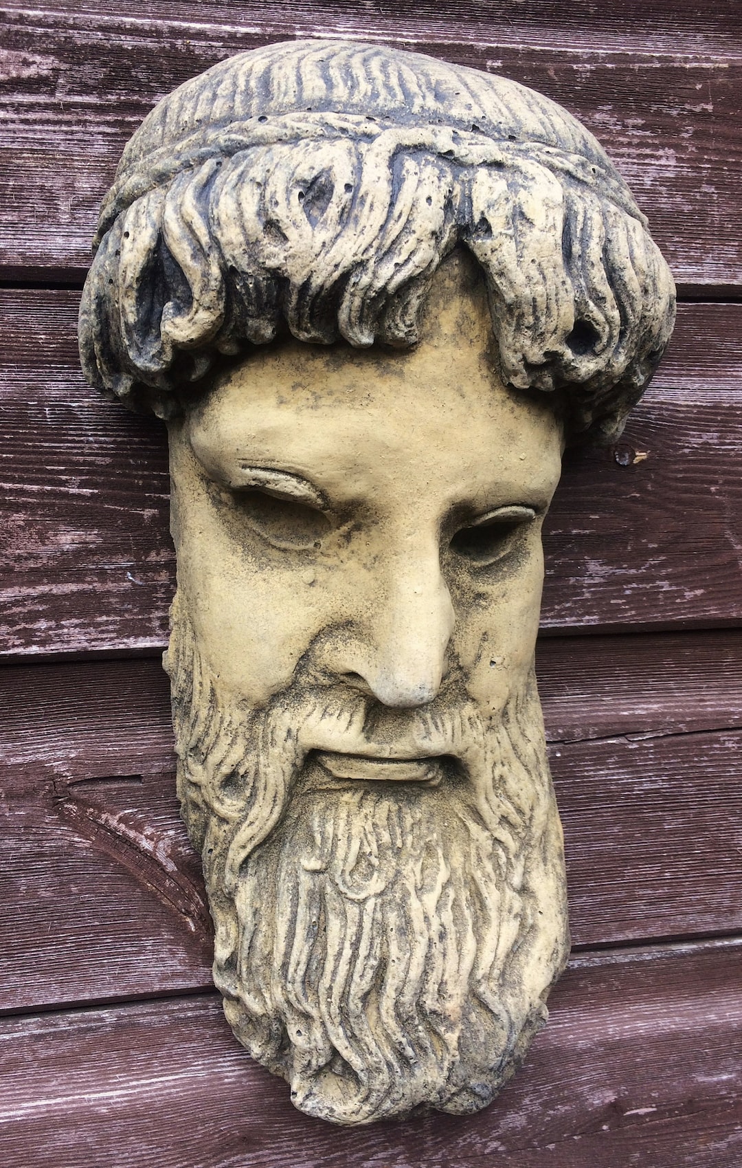 Zeus Greek God Face Sculpture Decorative Stone Wall Plaque Mask 34cmh ...