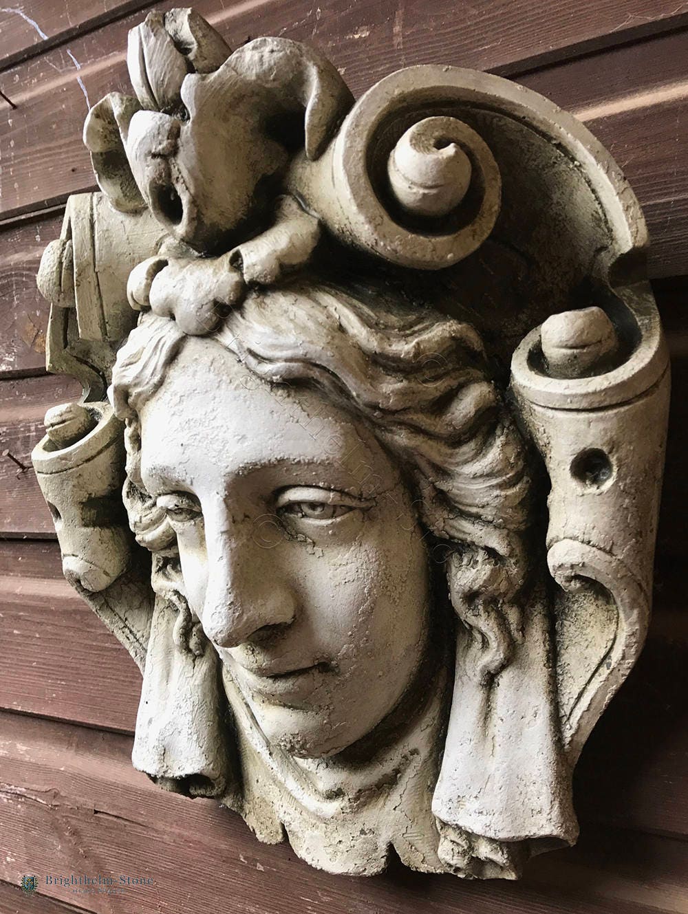 Decorative stone wall plaque face mask neo-classical style | Etsy