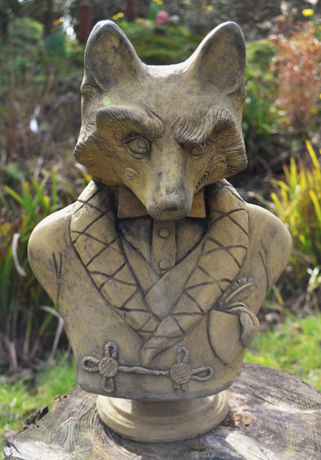 Fox Garden Ornament Bust Frost Proof Stone Statue Original Design lord ...