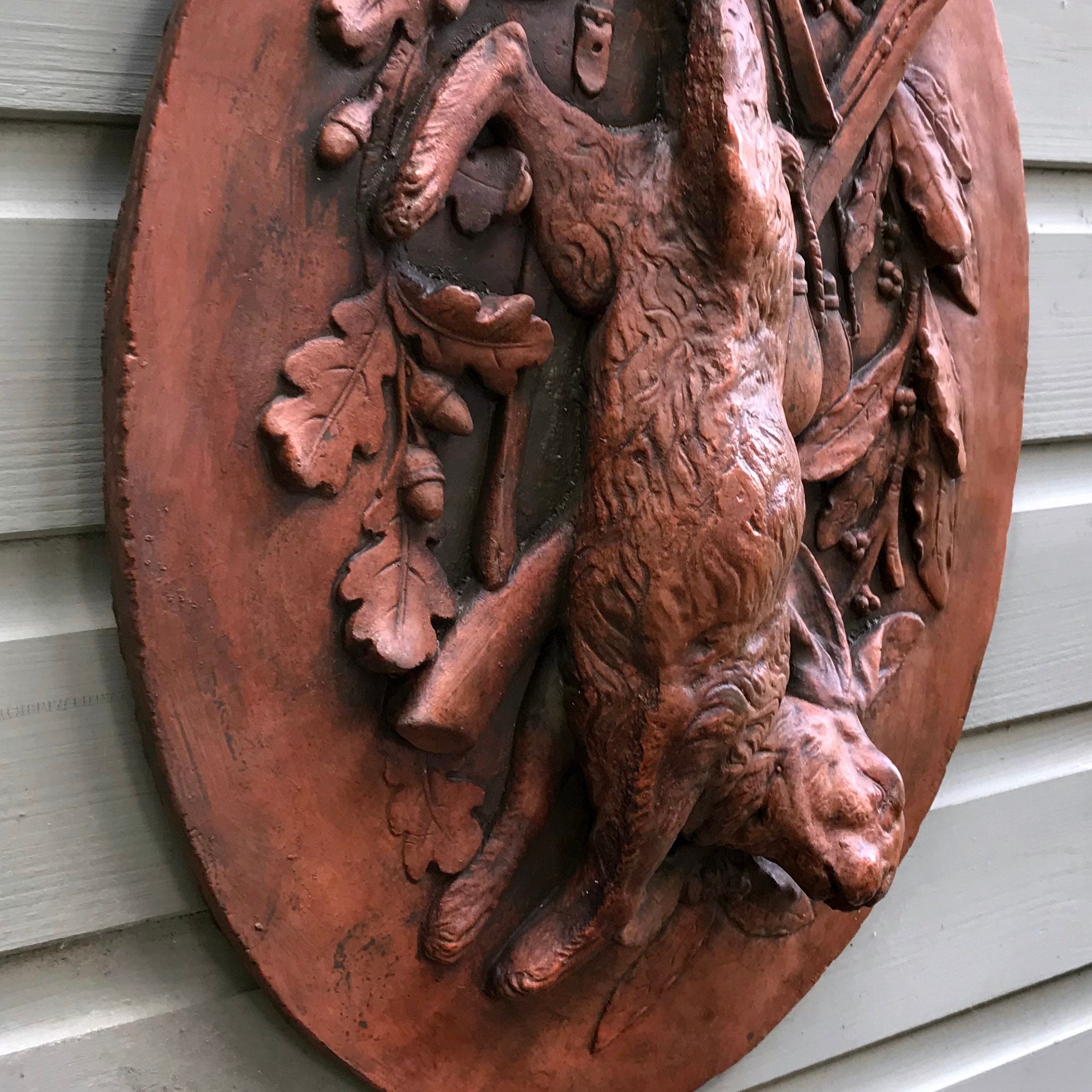 French Hare Hunting Scene Oval Decorative Stone Wall Plaque in - Etsy