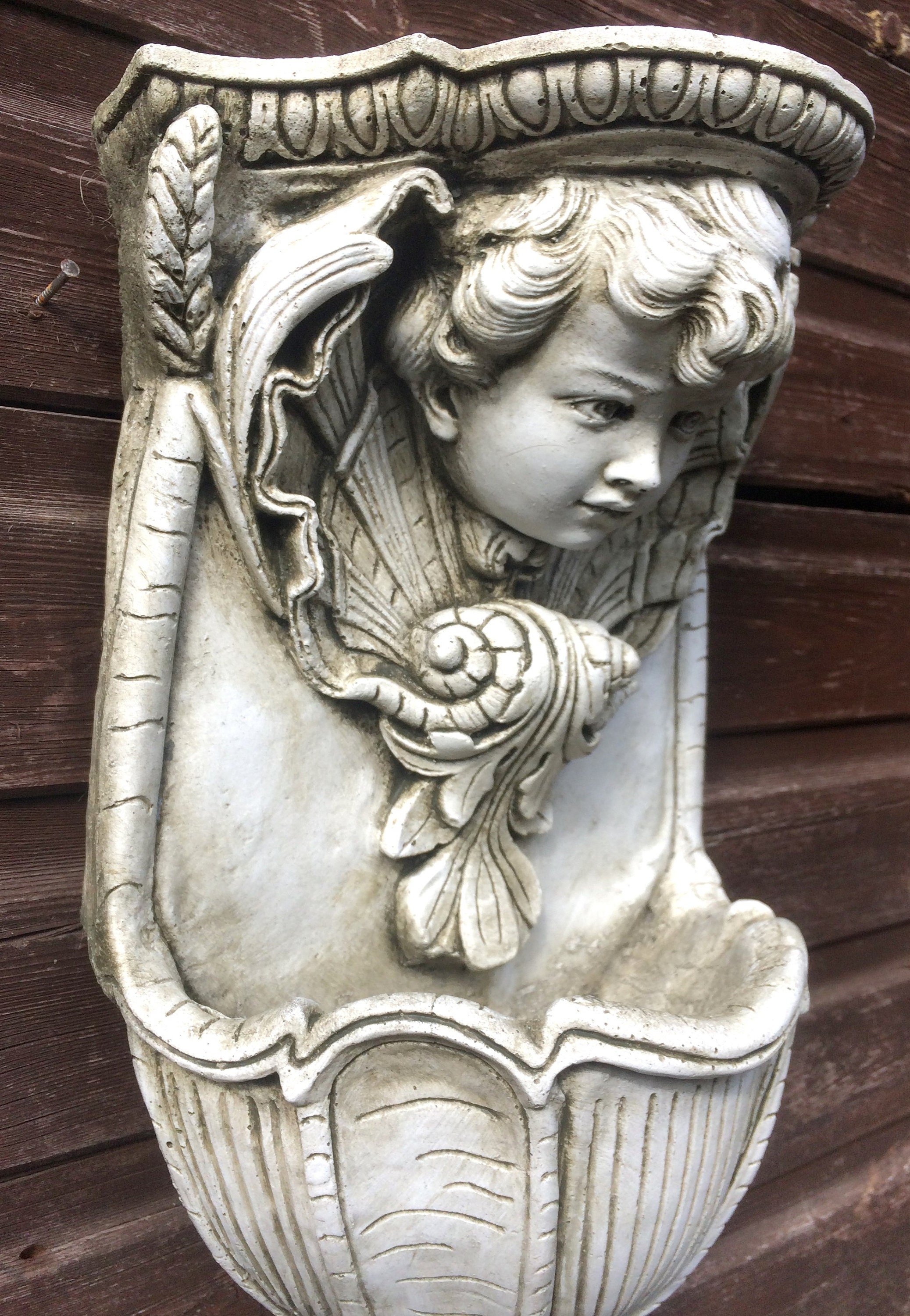 Cherub Wall Plaque Decorative Stone Planter Garden Ornament - Etsy UK