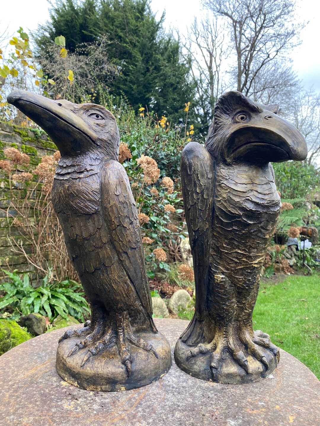 Pair of Wally Bird Style Large Grotesque Stone Statues - Eddie and Bob ...
