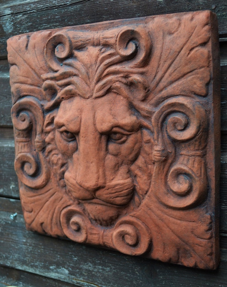 Roman lion classical wall plaque decorative stone garden | Etsy