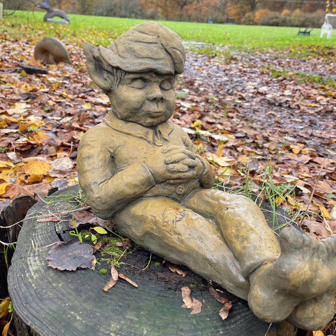 Otto Lying Down Pixie Stone Garden Ornament - Etsy