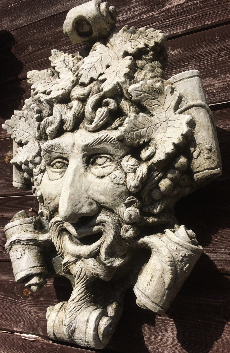 Bacchus Face Decorative Stone Wall Plaque Mascaron - Etsy