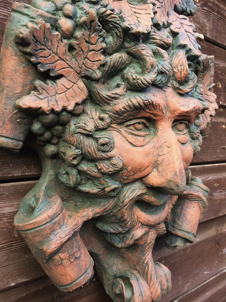 Bacchus Face Decorative Stone Wall Plaque Mascaron - Etsy