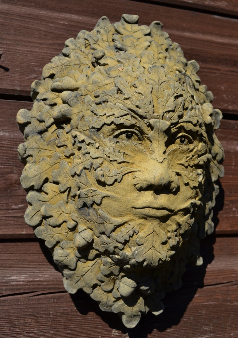 Oak Acorn Green Man Wall Plaque Stone Garden Ornament FREE - Etsy UK