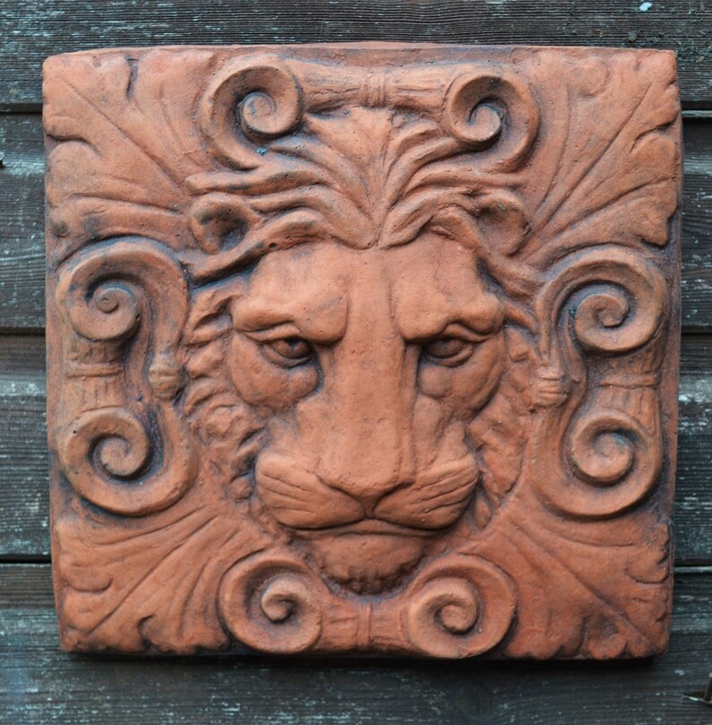 Roman lion classical wall plaque decorative stone garden | Etsy