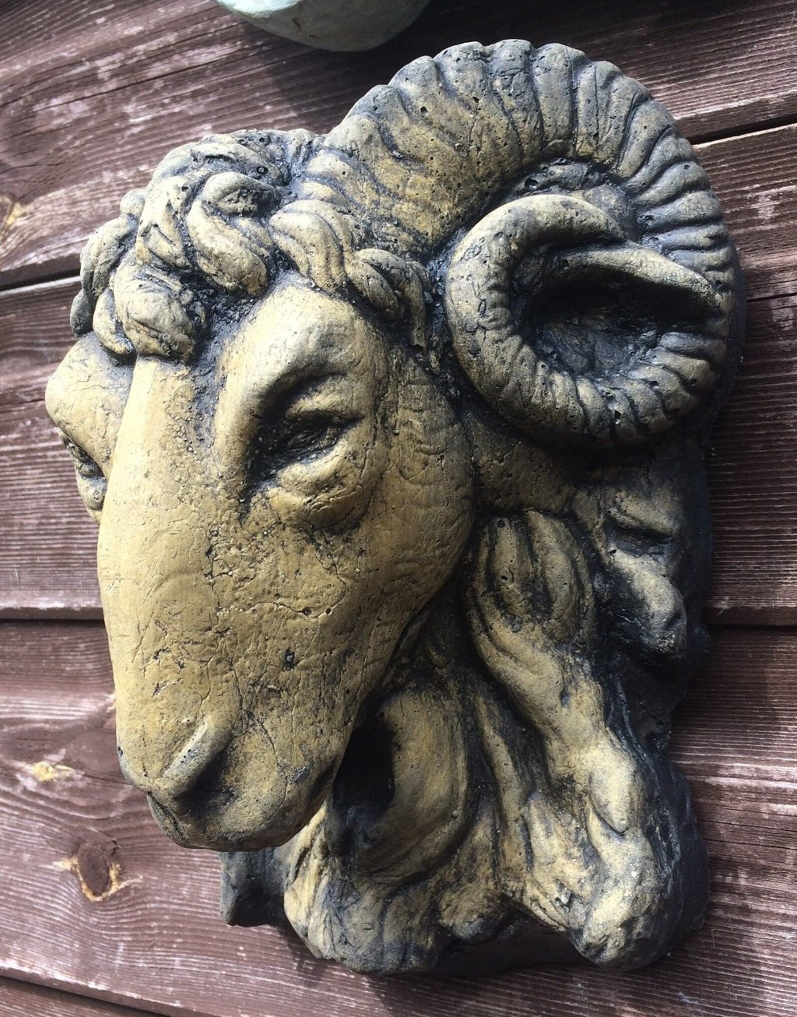 Rams Head Wall Plaque Decorative Stone Home or Garden Ornament - Etsy