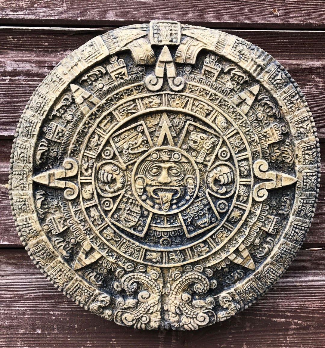 Aztec Mayan Calendar Stone Wall Plaque Sun Stone Home or Garden ...