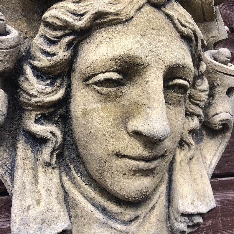 Decorative stone wall plaque face mask neo-classical style | Etsy