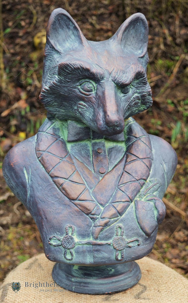 Fox Garden Ornament Bust Frost Proof Stone Statue Original Design "lord ...