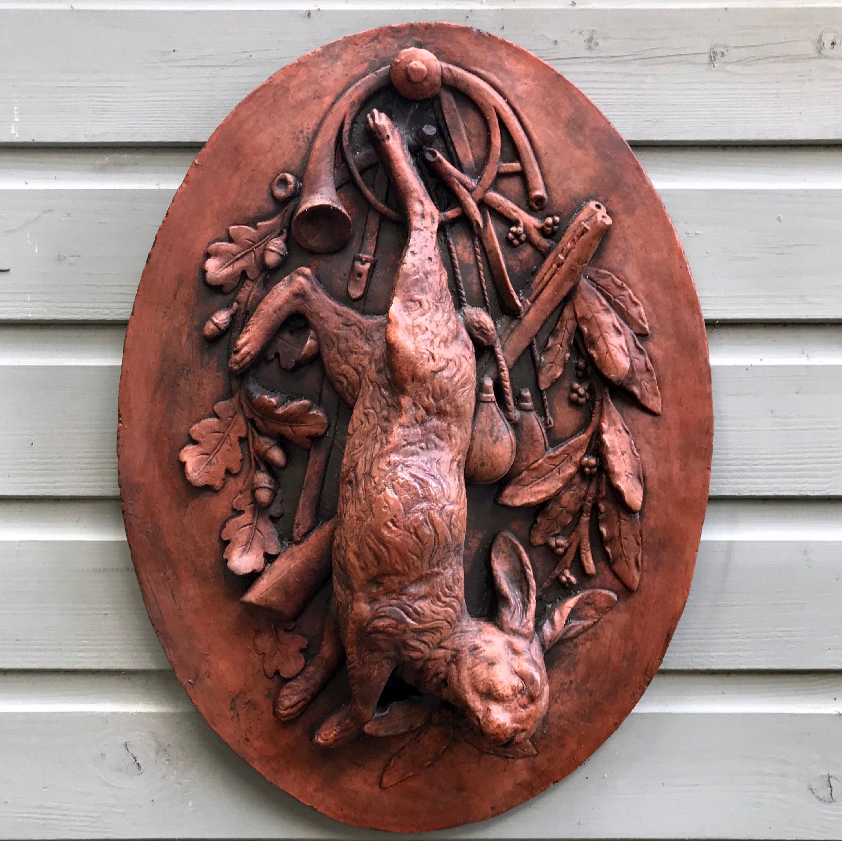 French Hare Hunting Scene Oval Decorative Stone Wall Plaque in - Etsy