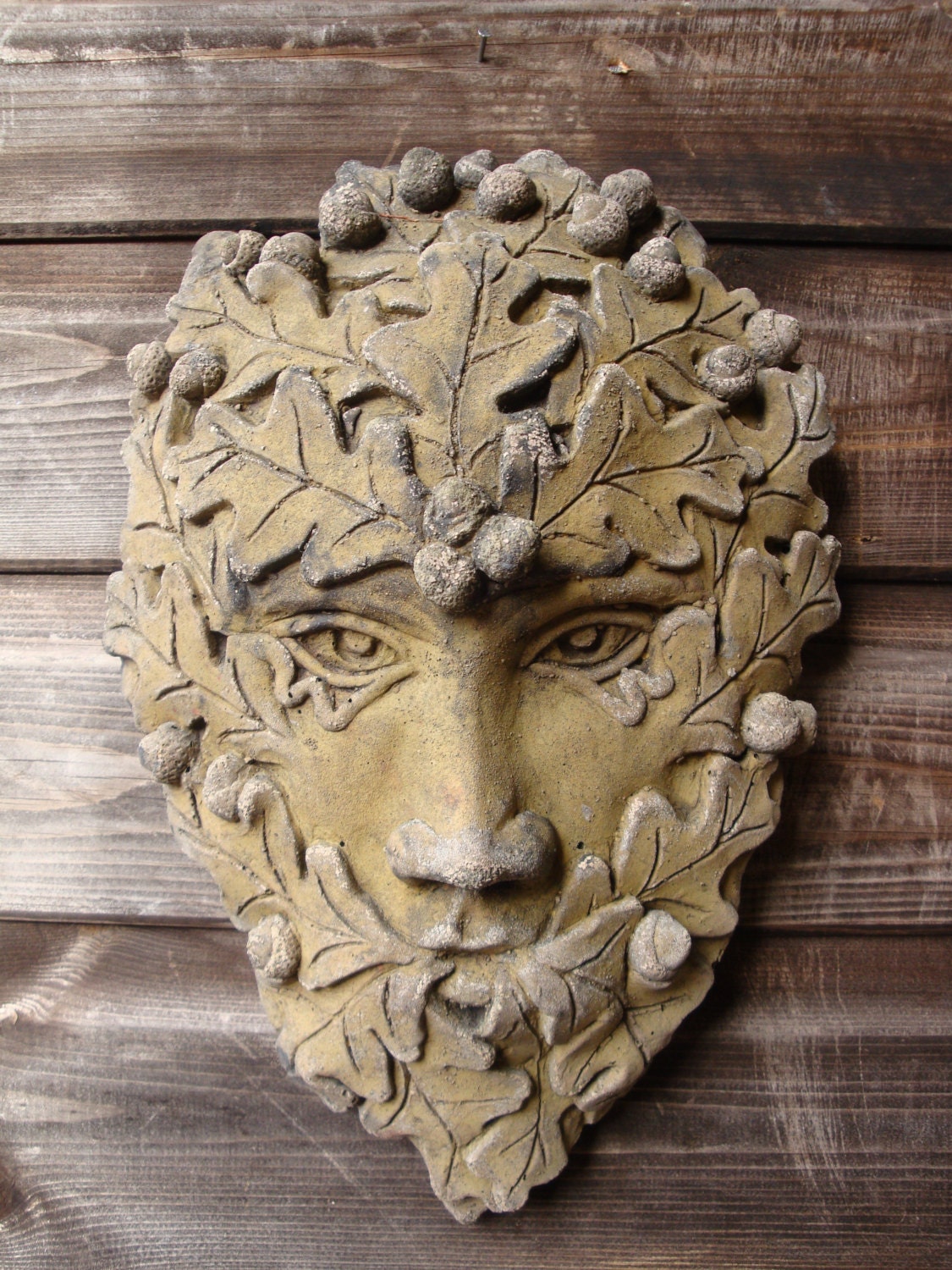 Acorn Green Man Wall Plaque Frost Proof Stone Garden Ornament - Etsy UK