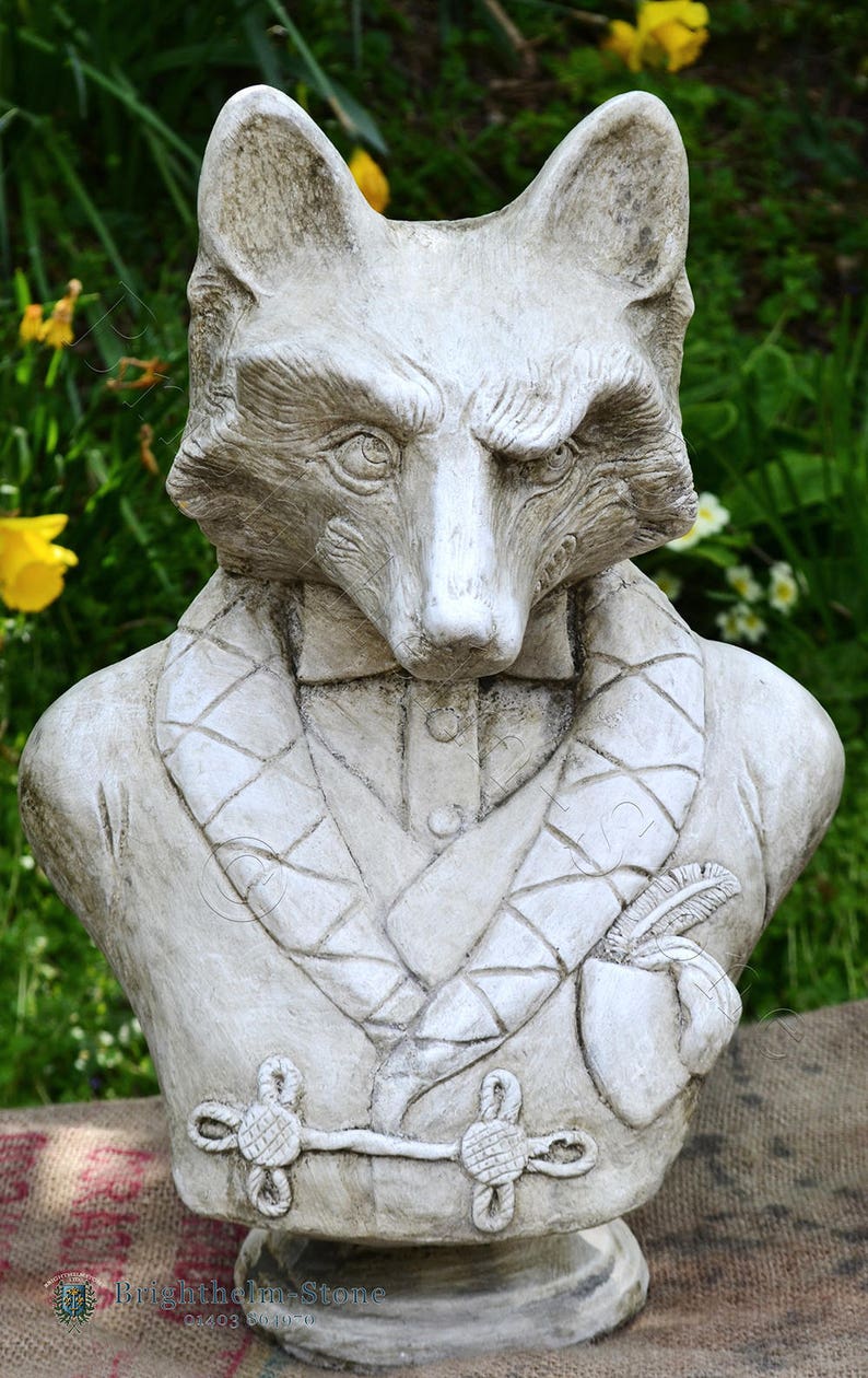 Fox Garden Ornament Bust Frost Proof Stone Statue Original - Etsy UK