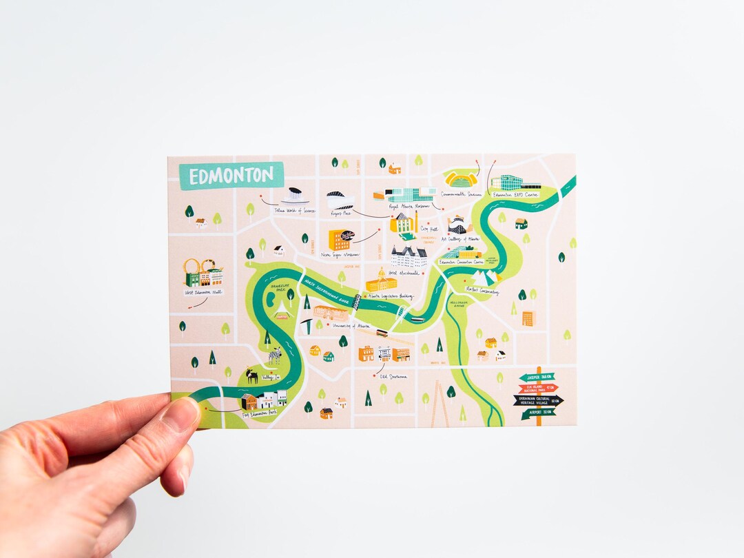 Edmonton Map Postcards // 4x6" Postcard of Edmonton, Alberta - Etsy