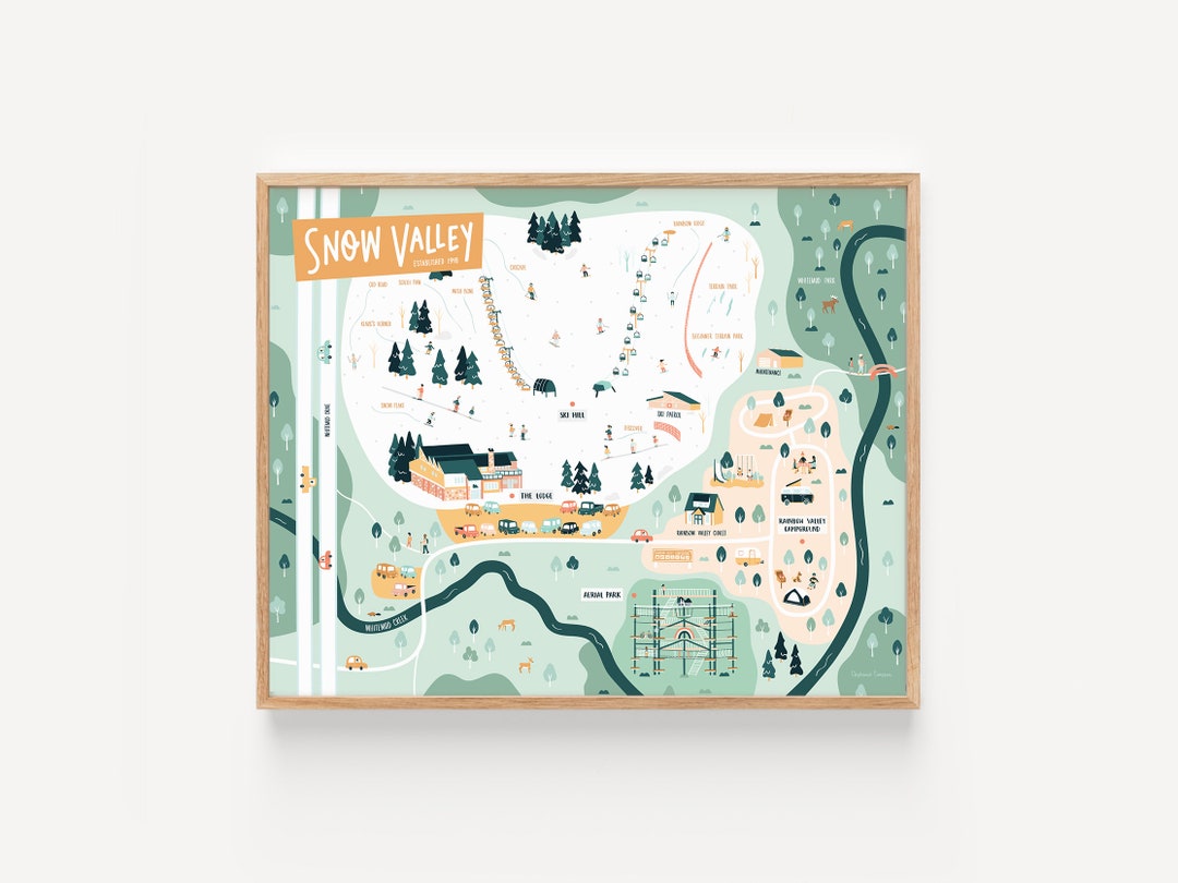 Snow Valley Map Print // 8x10" Illustrated Print of Edmonton Ski Hill ...
