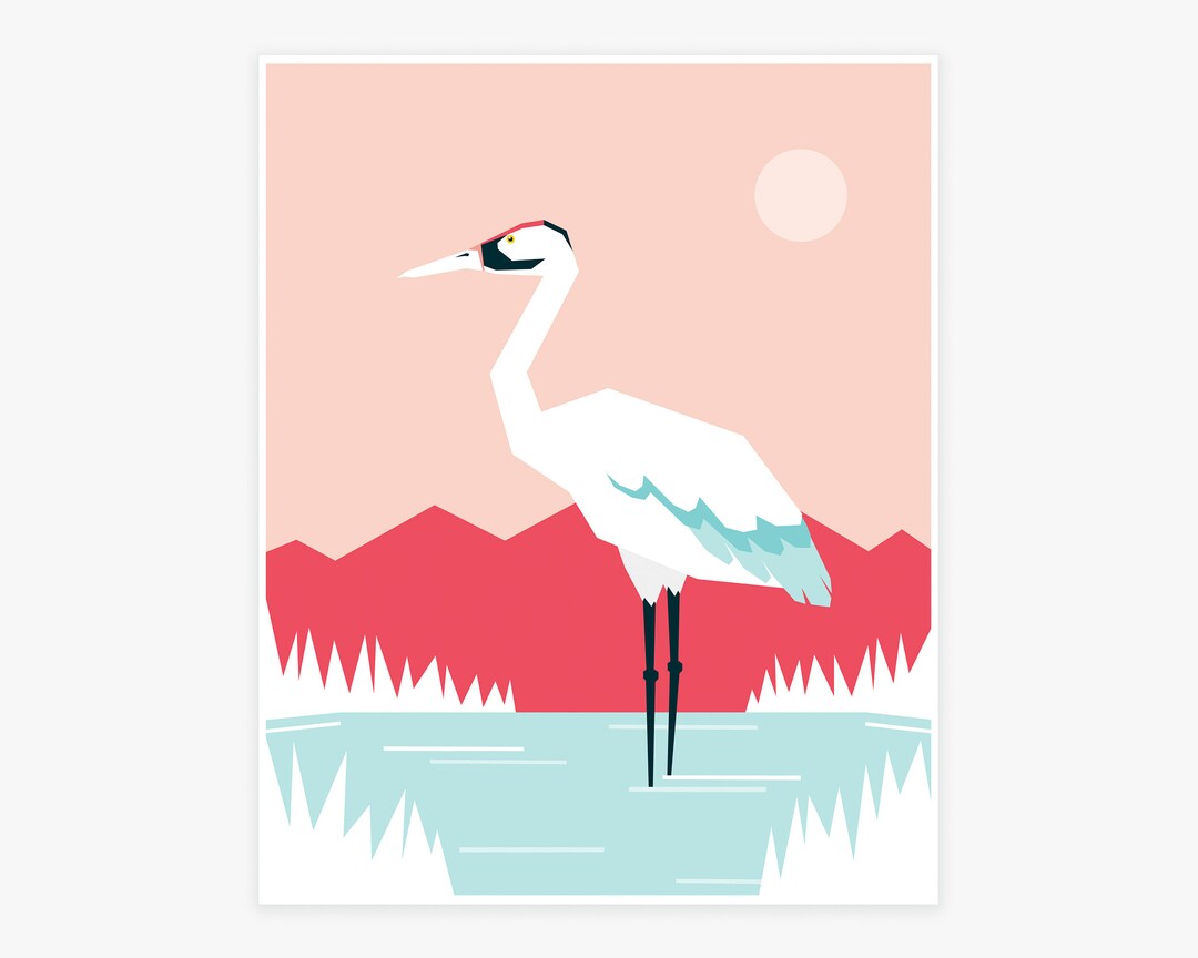 Whooping Crane Print // 8x10" Print on Fine-art Paper // Colourful ...