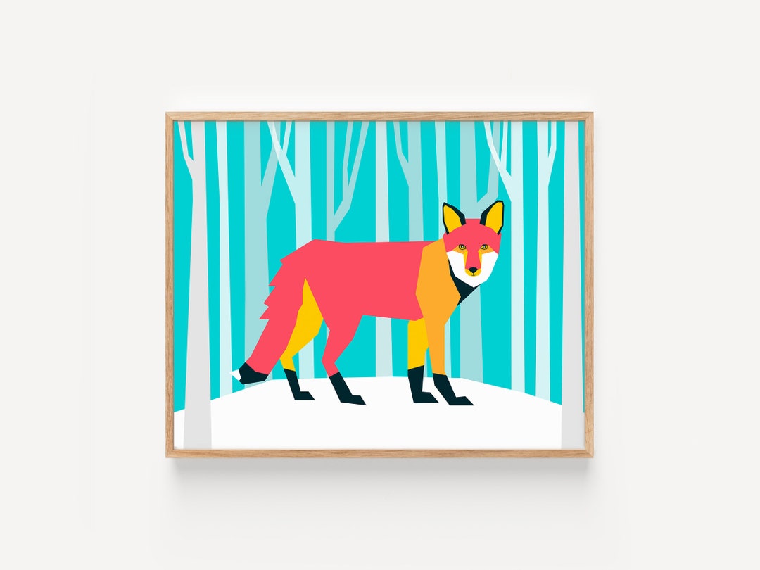 Neon Fox Print // 8x10" or 11x14" Animal Print on Fine-art Paper ...