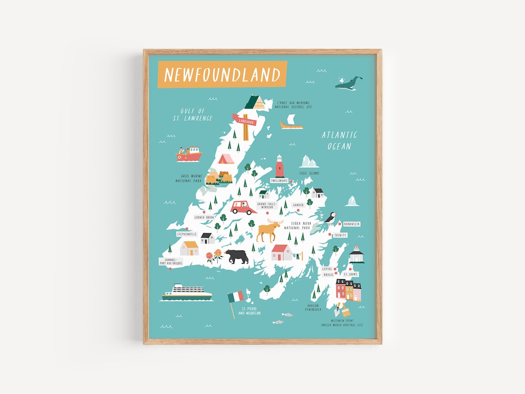 Newfoundland Map Print // 8x10" or 11x14" Illustrated Map of ...