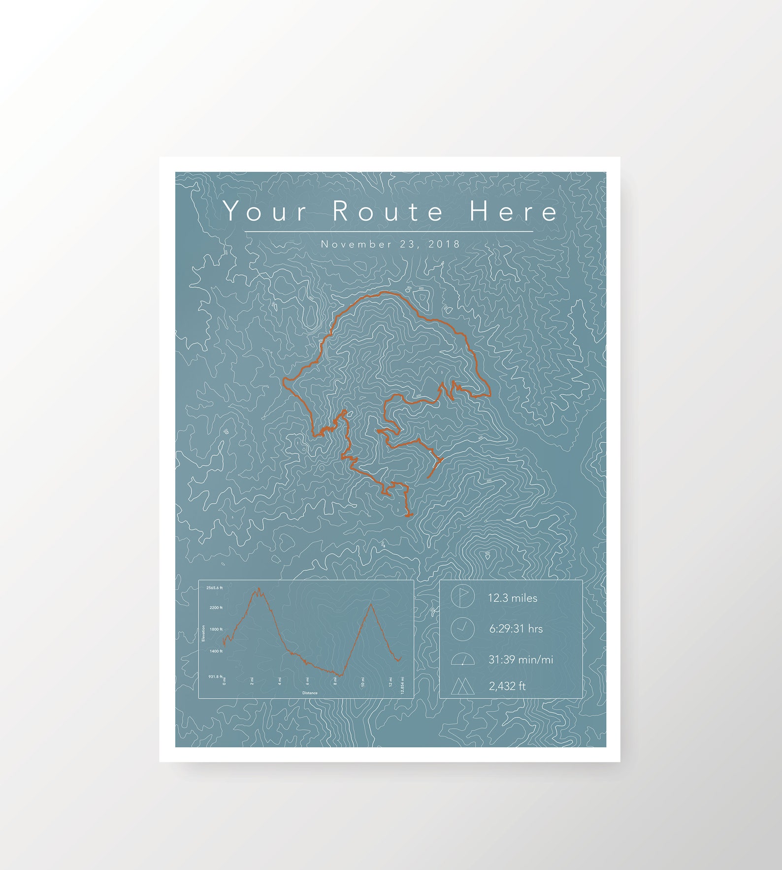 CUSTOM Hike/bike Ride Poster Based on YOUR Route - Etsy