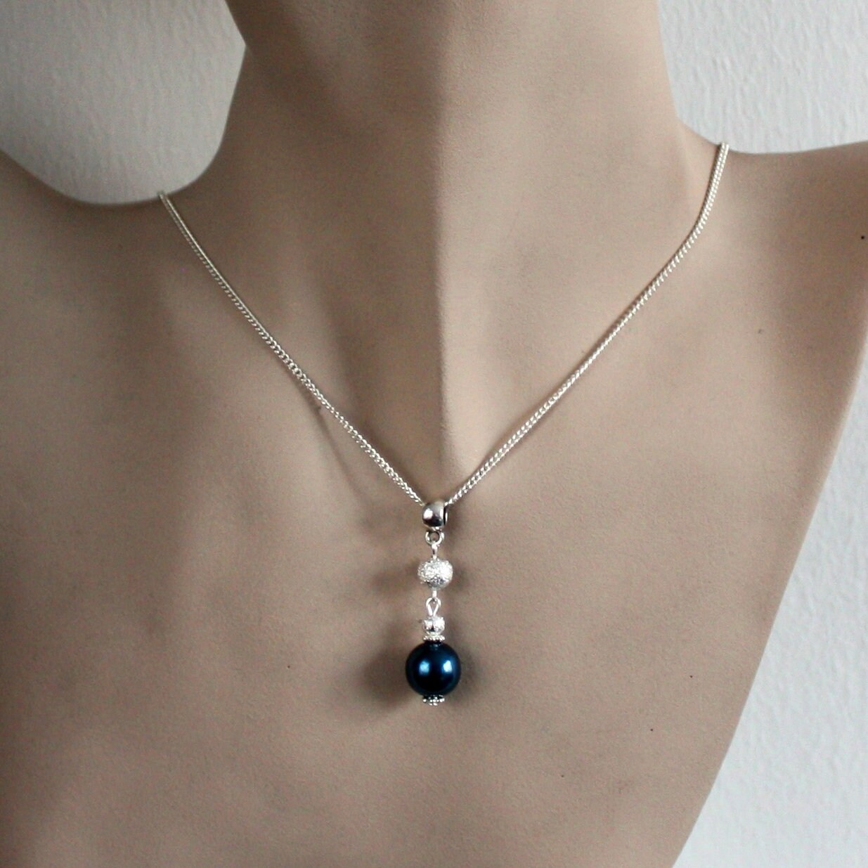 Midnight Blue Dark Prussian Blue Czech Pearls Stardust Beads Silver ...