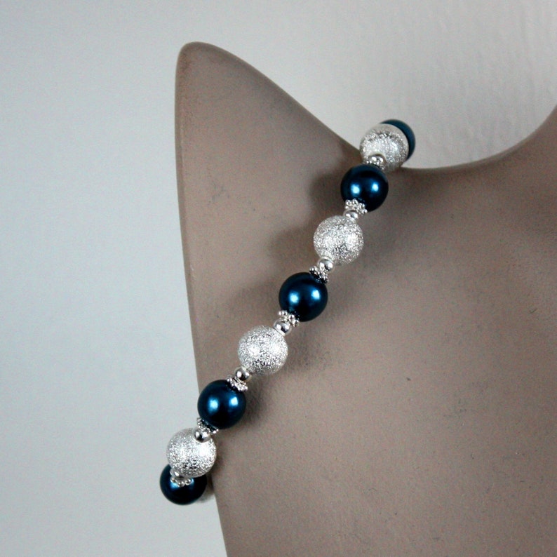 Midnight Blue Dark Prussian Blue Czech Pearls Stardust Beads Silver ...
