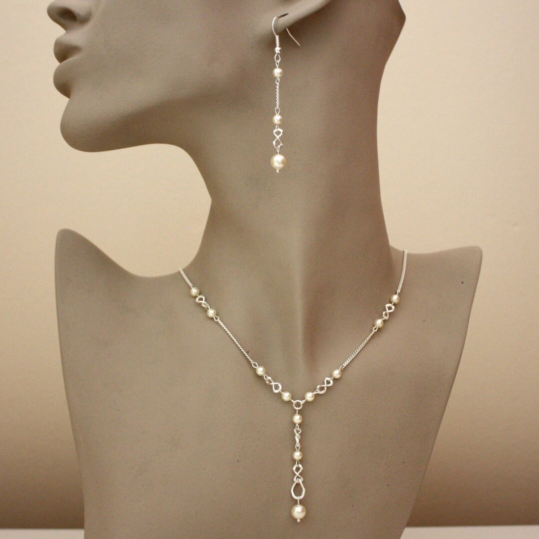 Silver Swarovski Elements Pearls Wedding Set Bridesmaid - Etsy UK