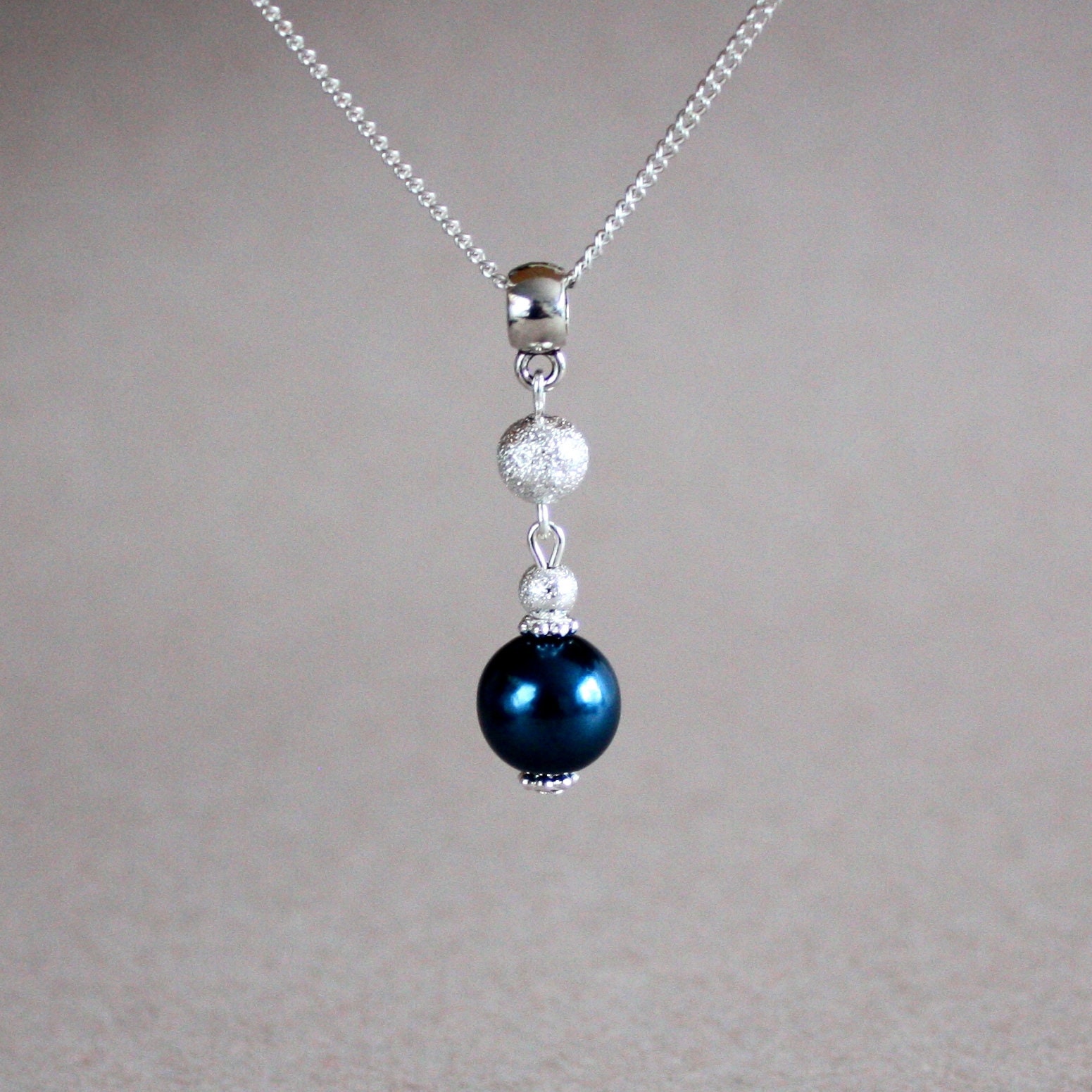 Midnight Blue Dark Prussian Blue Czech Pearls Stardust Beads Silver ...