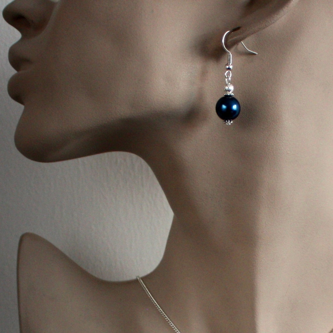 Midnight Blue Dark Prussian Blue Czech Pearls Stardust Beads Silver ...