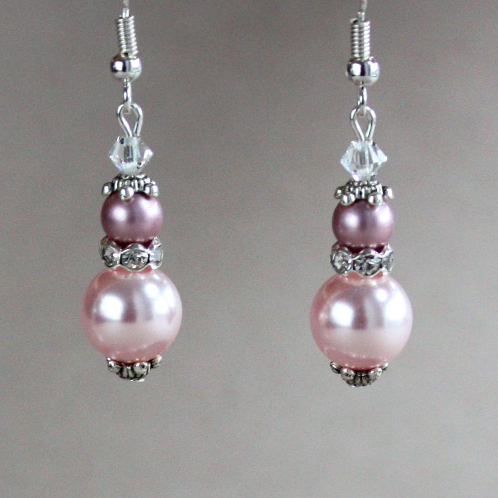Light Pink Blush Dusky Powder Rose Swarovski Pearls Crystals | Etsy