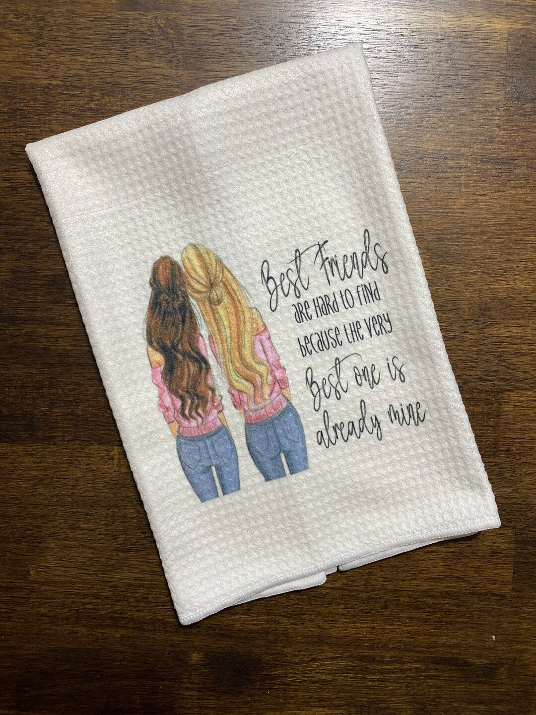 Best Friends Waffle Weave Tea Towel - Etsy