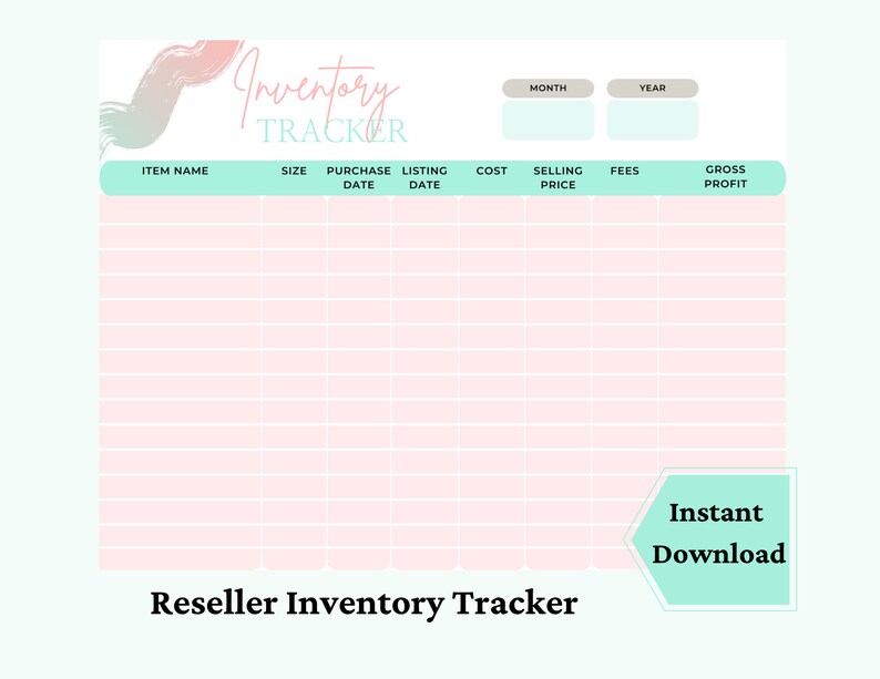 Online Reseller Inventory Tracker Sheet Poshmark Ebay Mercari | Etsy