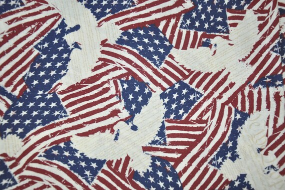 American Flag Print Fabric 100% Cotton Quilt Fabric End of | Etsy