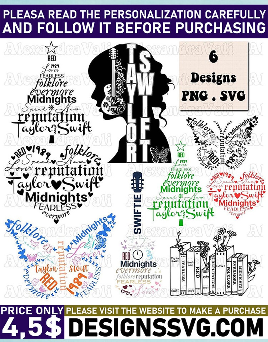 6 Diseños Tay lor Swiftie Albums Svg, Swiftie Album Titles SVG, The ...