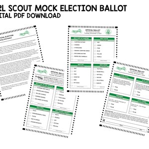 Girl Scout Theme Mock Election Ballot - Editable - INSTANT DIGITAL ...