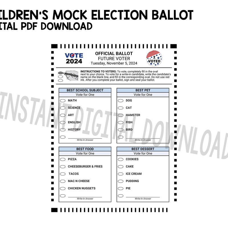 Ballot for Kids Election - Etsy