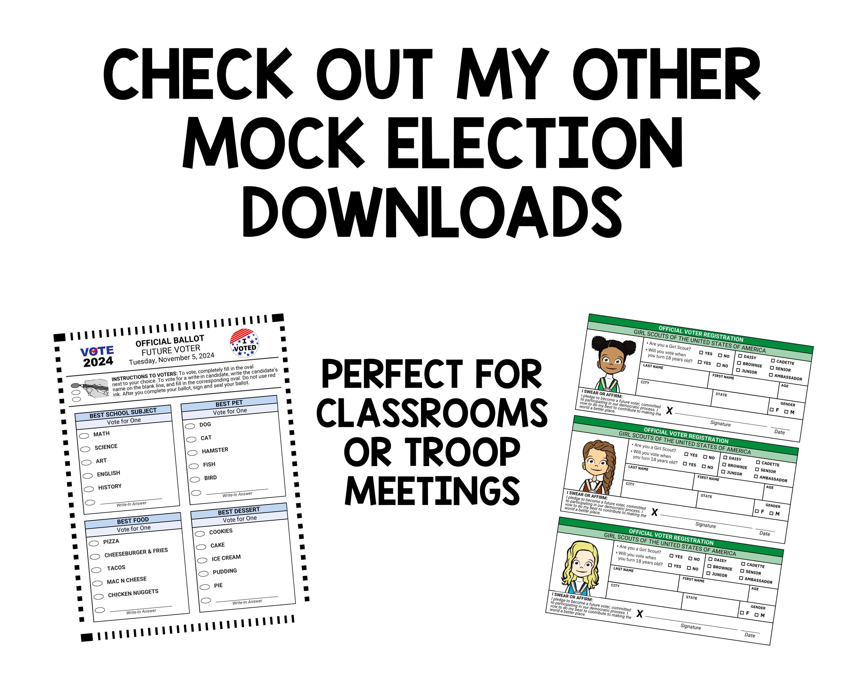 Girl Scout Theme Mock Election Ballot - Editable - INSTANT DIGITAL ...
