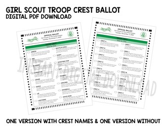 Girl Scout Theme Mock Election Ballot INSTANT DIGITAL - Etsy