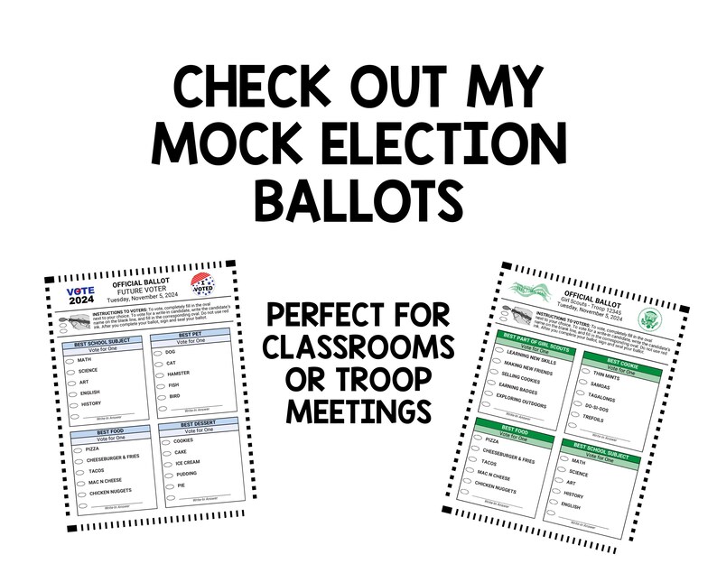 Girl Scout Mock Voter Registration Cards - Election - INSTANT DIGITAL ...