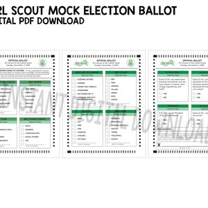 Girl Scout Theme Mock Election Ballot INSTANT DIGITAL DOWNLOAD - Etsy