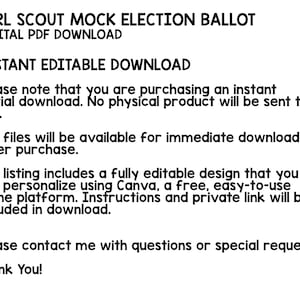 Girl Scout Theme Mock Election Ballot - Editable - INSTANT DIGITAL ...