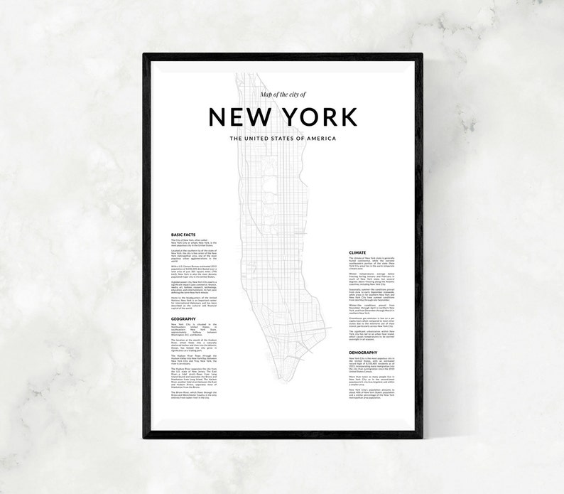 New York Map Print Map Wall Art New York Map Wall Art New | Etsy