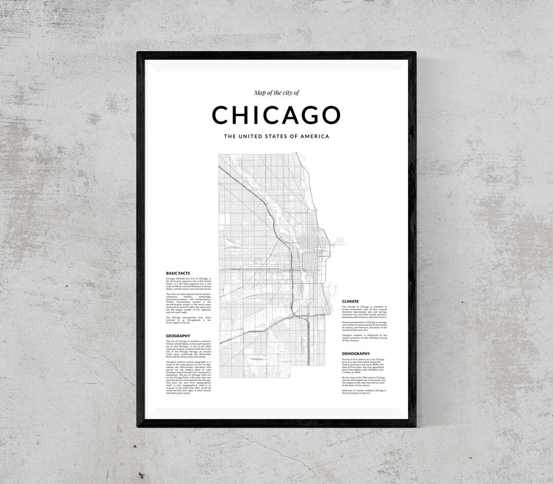 Chicago Map Print, Map Wall Art, Chicago Map Wall Art, Chicago Wall Art ...
