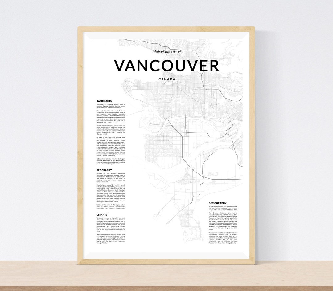 Vancouver Map Print, Vancouver Wall Map, Vancouver Print, Vancouver ...