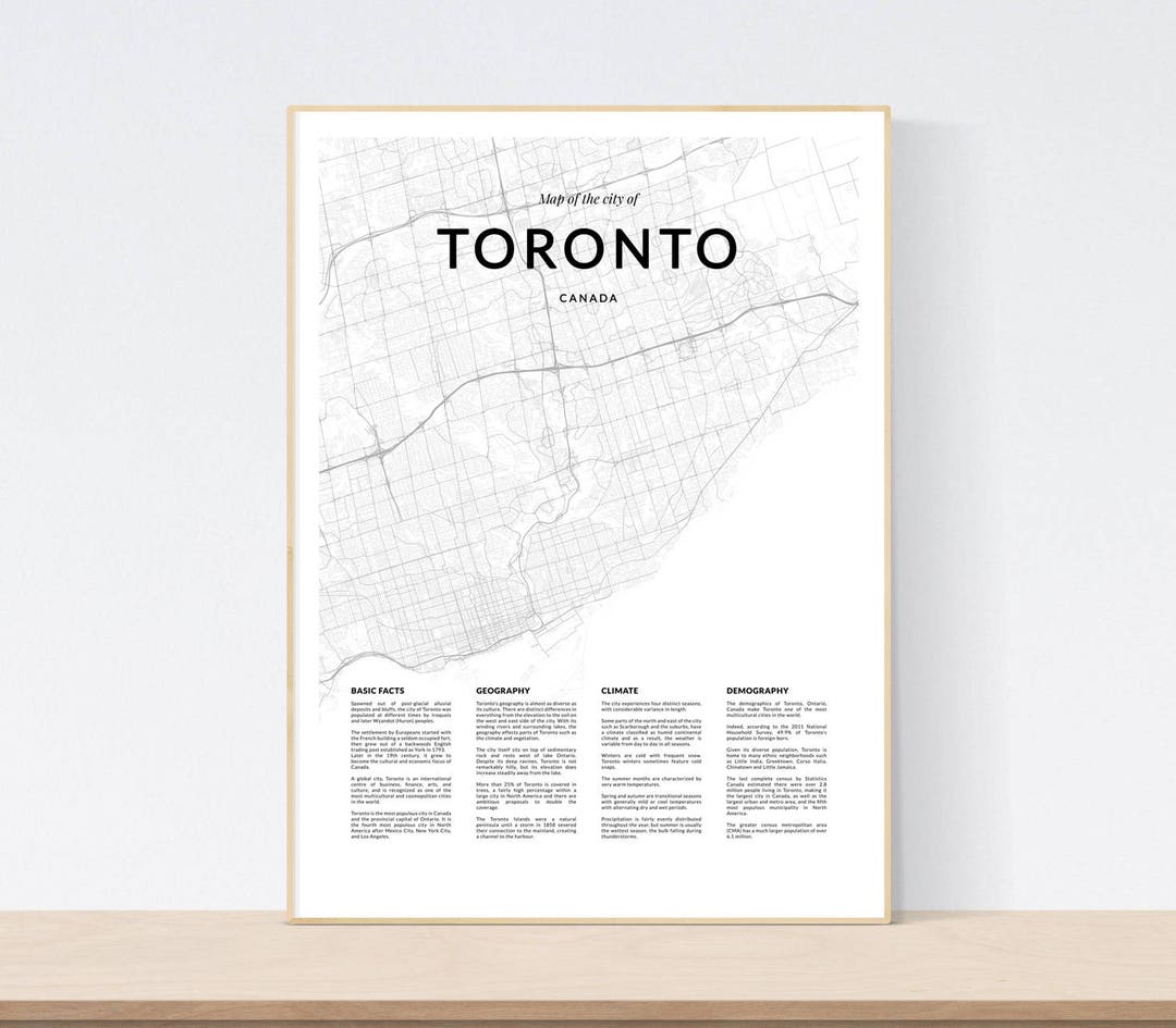 Toronto Map Print, City Map of Toronto, Toronto Map Wall Art, Toronto ...